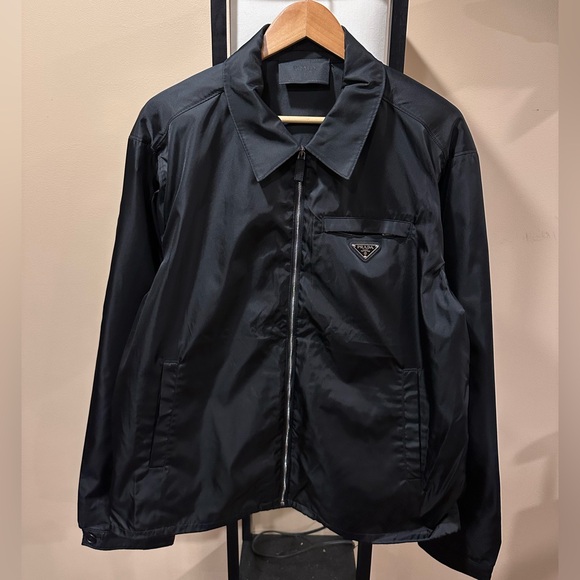 Prada | Jackets & Coats | Prada Renylon Blouson Triangle Logo Black ...